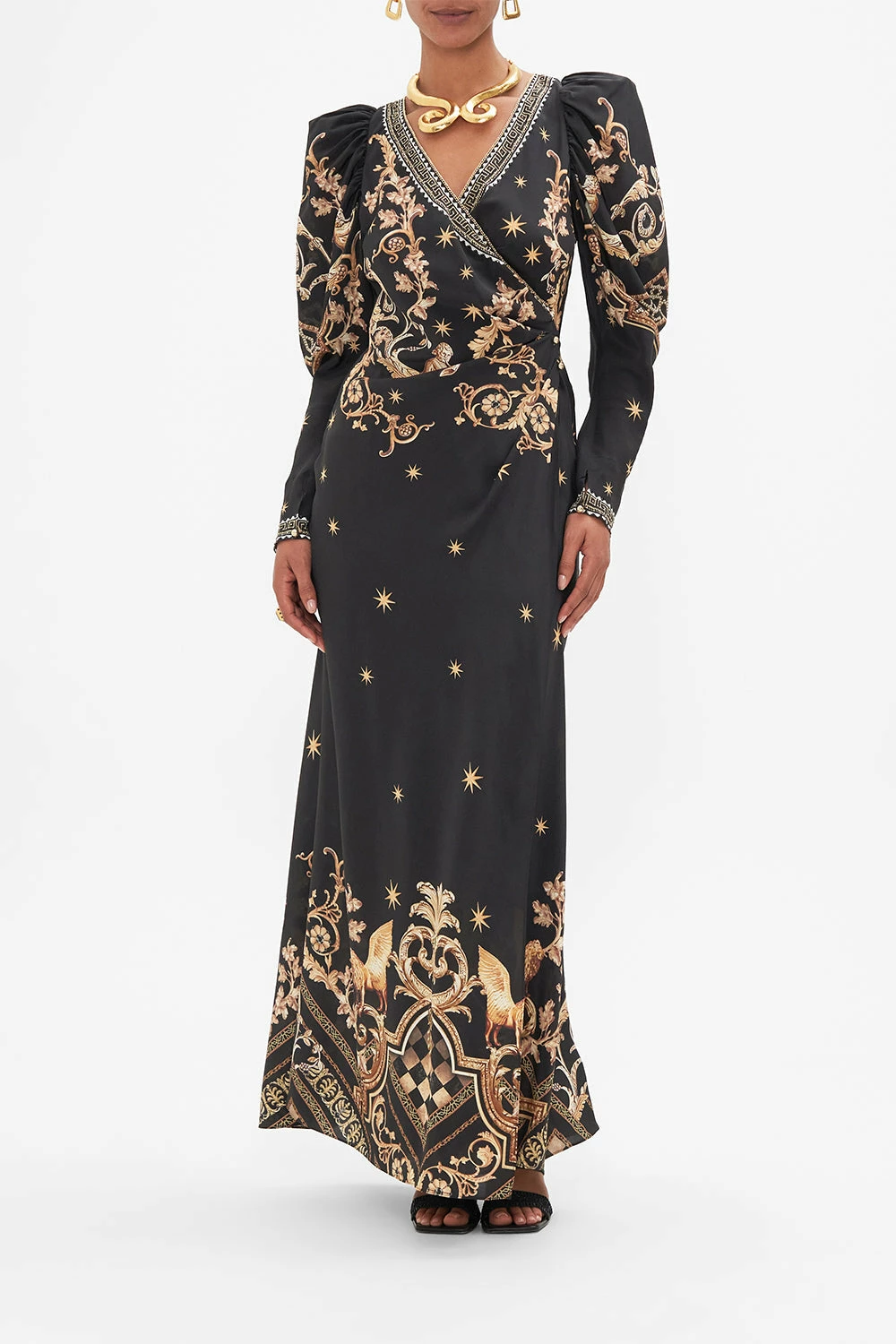 Online Shopping in the USA - WRAP DRESS WITH DRAMATIC SLEEVE DUOMO ...